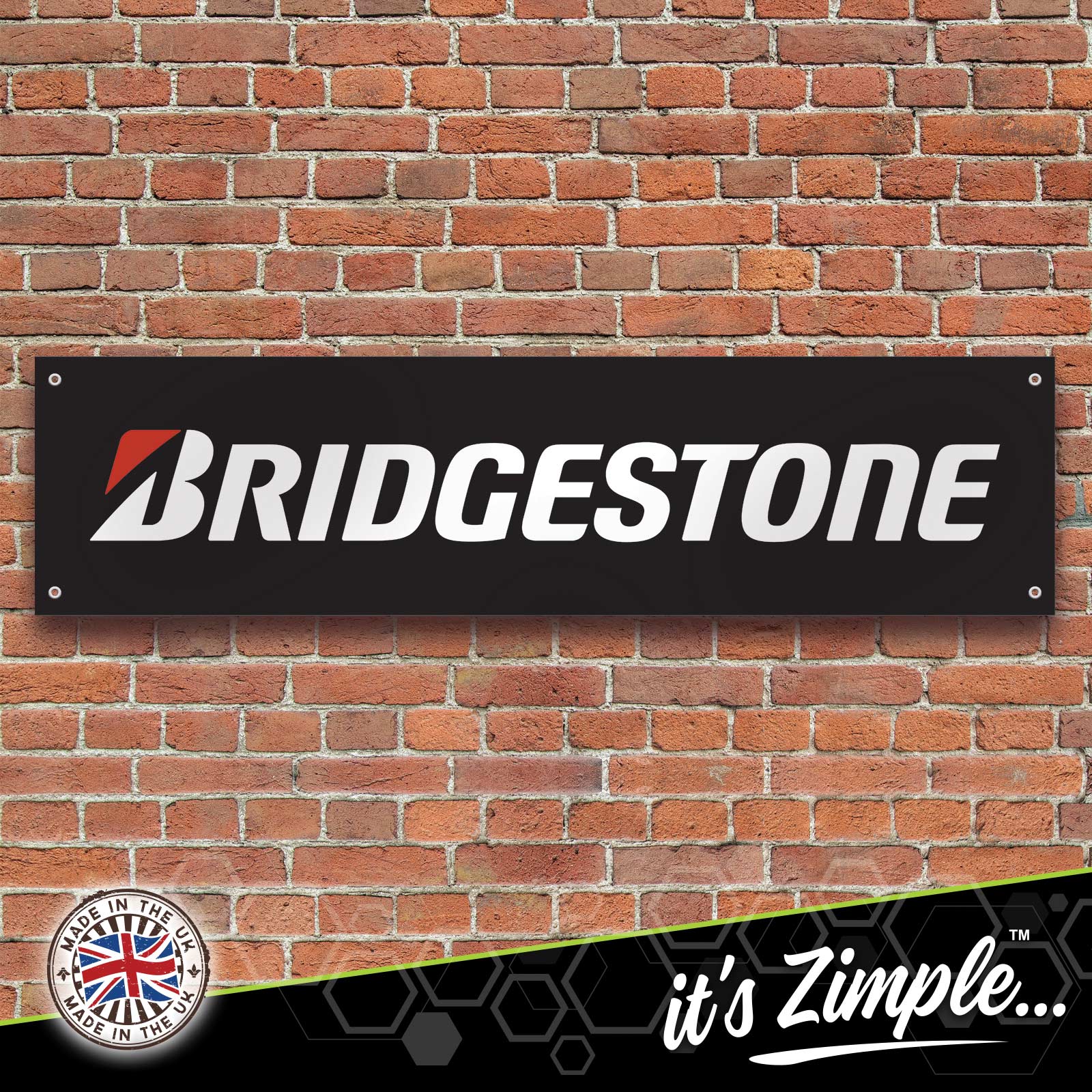 Bridgestone Tyres Black Banner Garage Workshop Sign PVC Trackside ...